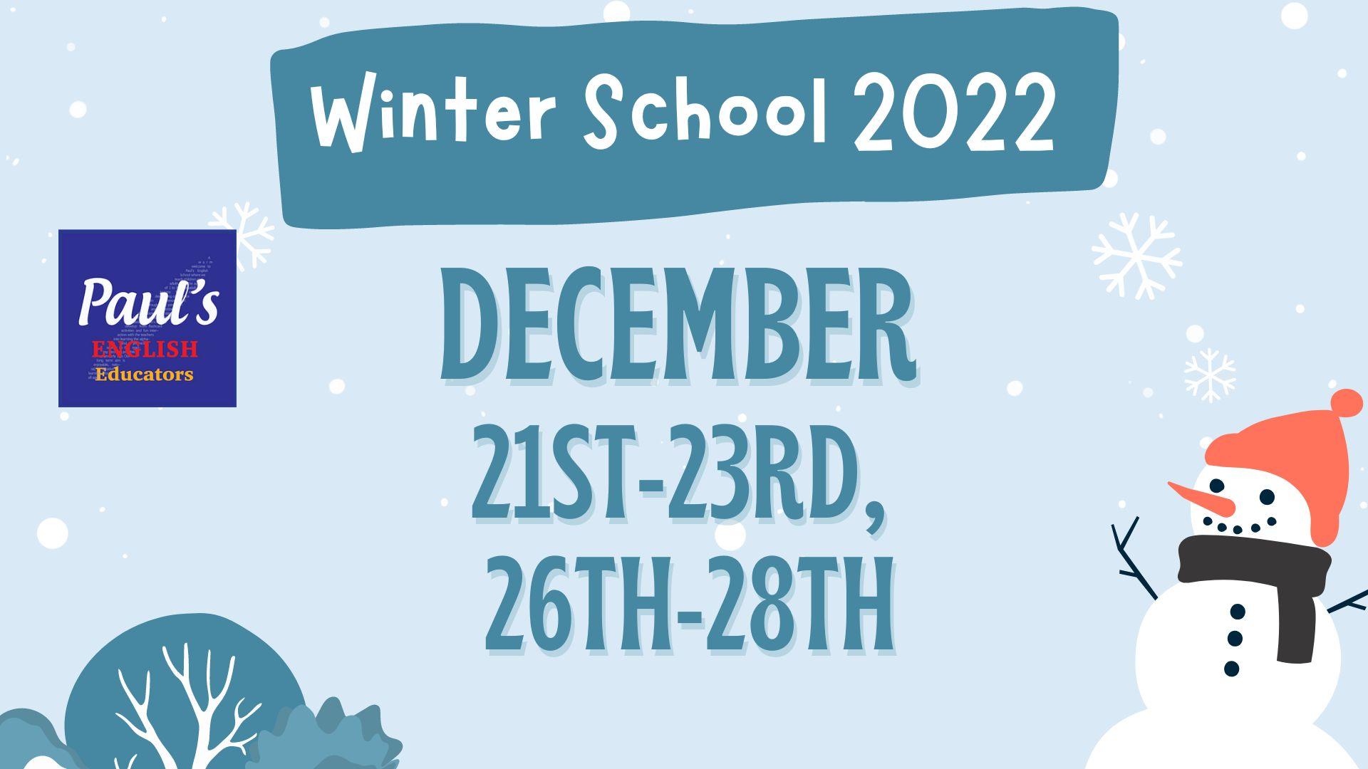 2022 Winter School 百道浜校 冬期講習【12月21-23日・26-28日】 | ポールズイングリッシュ 福岡